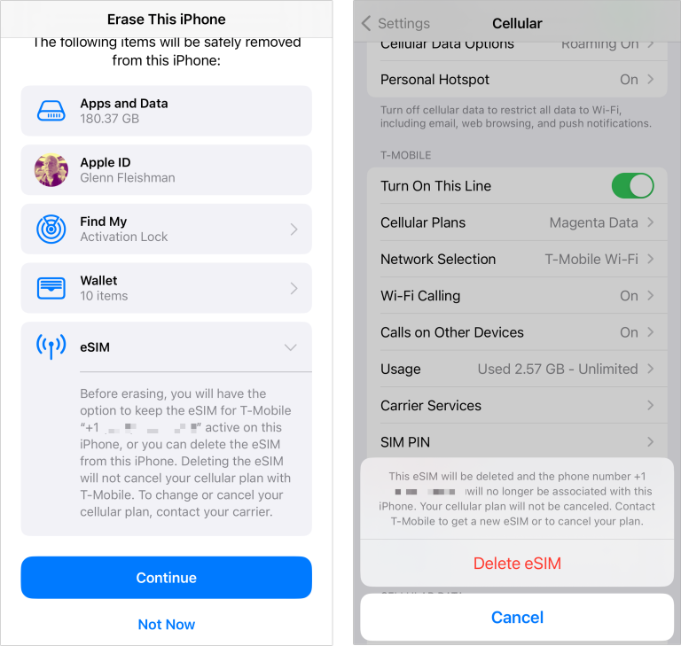 How to delete (or keep) an iPhone's eSIM when erasing it | Macworld