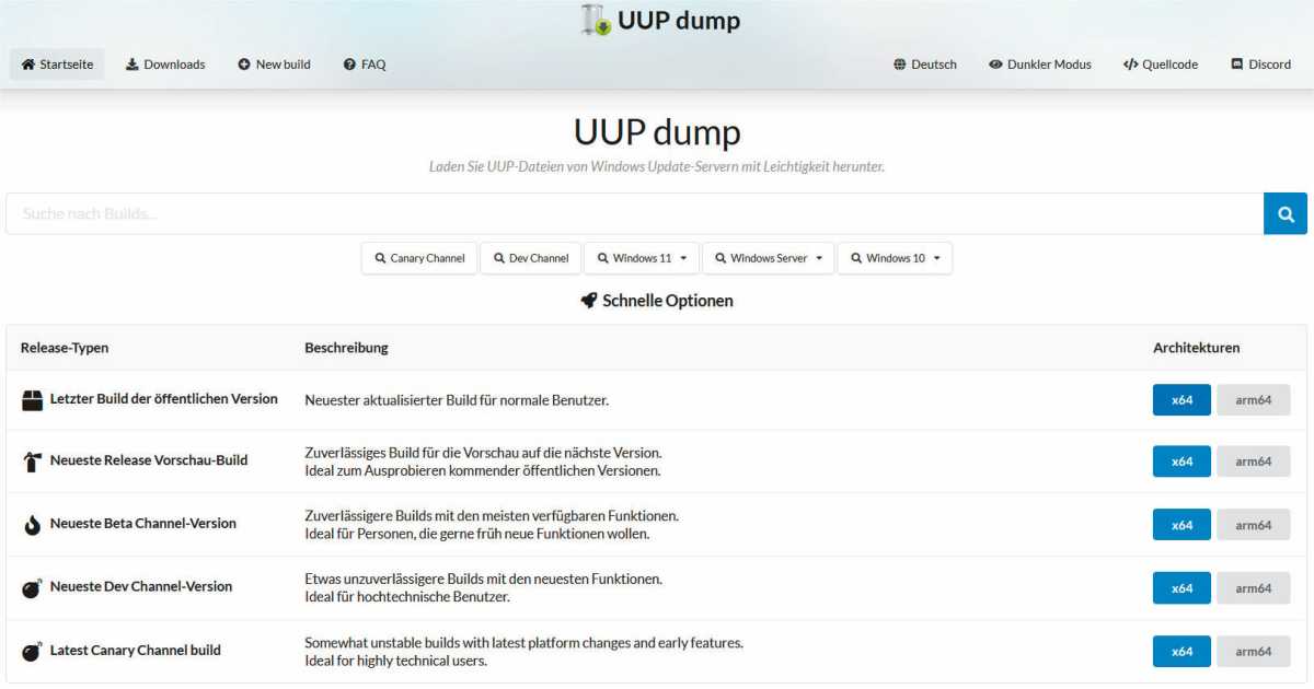 UUP Dump: Jede Windows-Version aus dem Internet herunterladen - PC-WELT