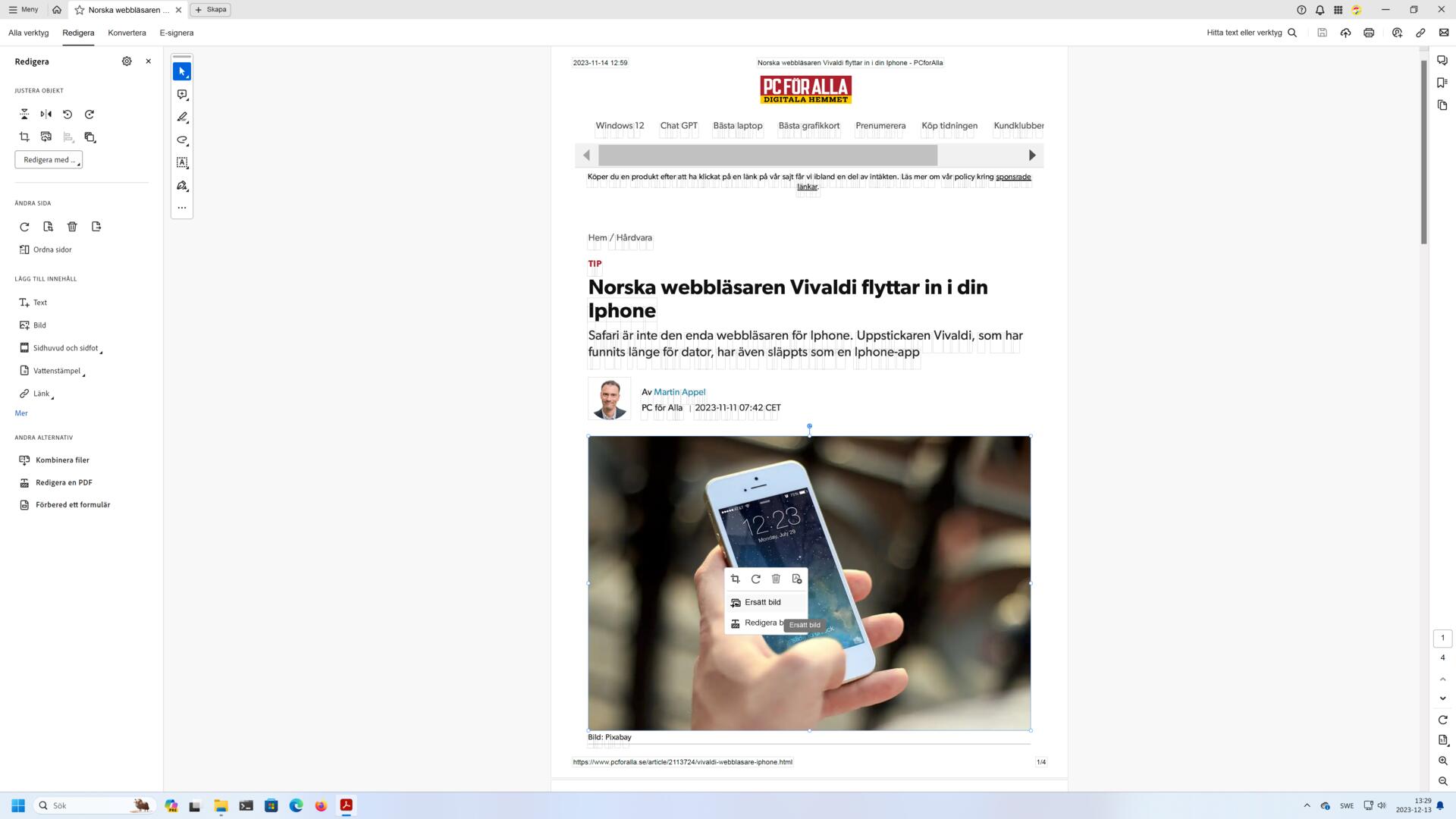 Redigera pdf:er i Adobe Acrobat och andra betalprogram - PCforAlla