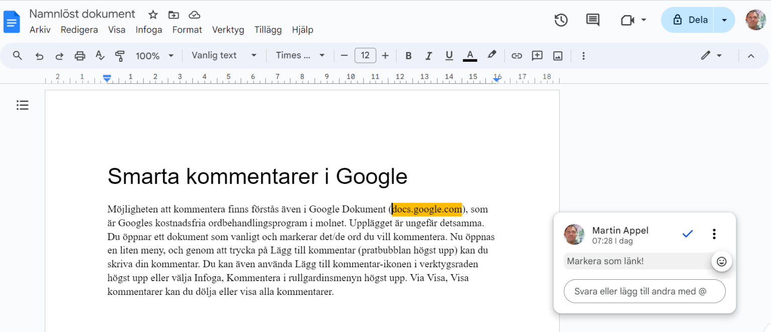 Så gör du kommentarer i Word och Google Dokument - PCforAlla