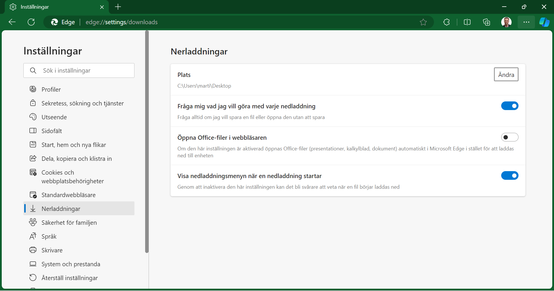 Välj var webbläsaren sparar dina nedladdningar - PCforAlla