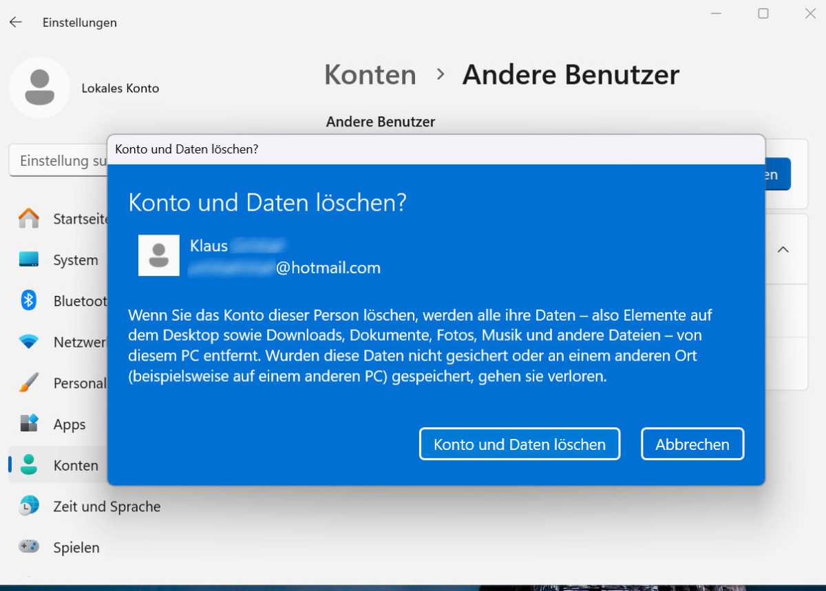 Windows: So löschen Sie nachträglich das Microsoft-Konto, zu dem Sie ...