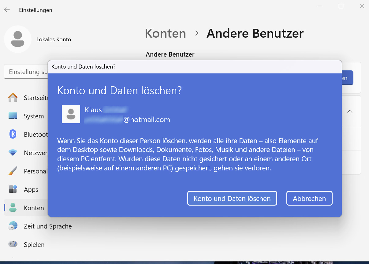 Windows: So löschen Sie nachträglich das Microsoft-Konto, zu dem Sie ...