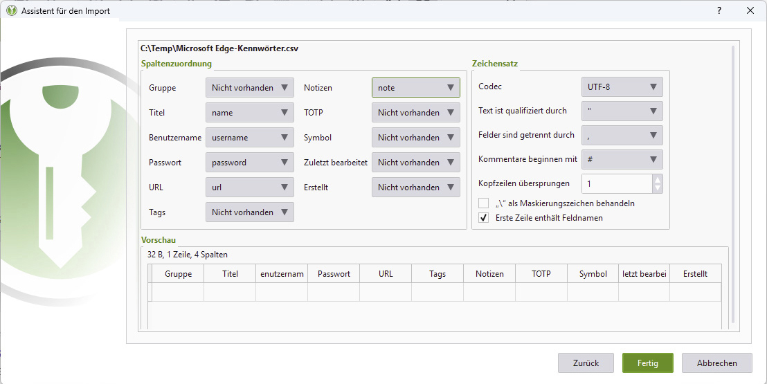 So exportieren Sie Passwörter aus Edge in Keepass und nutzen diese auch ...
